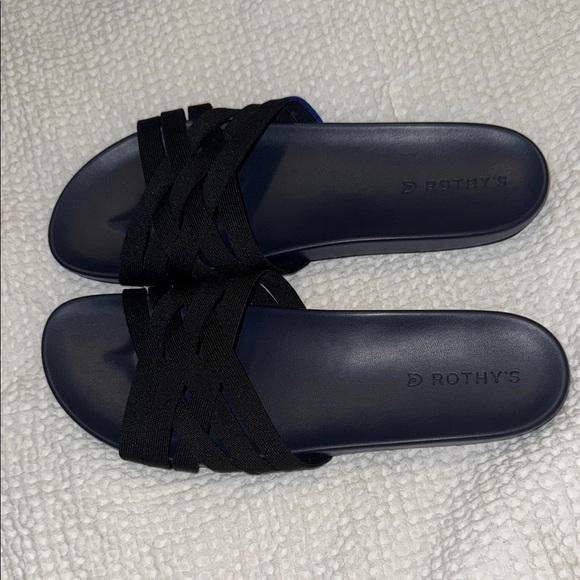 Rothy's | Shoes | Rothys Night Sky Black The Slide Sandal With Ruched ...